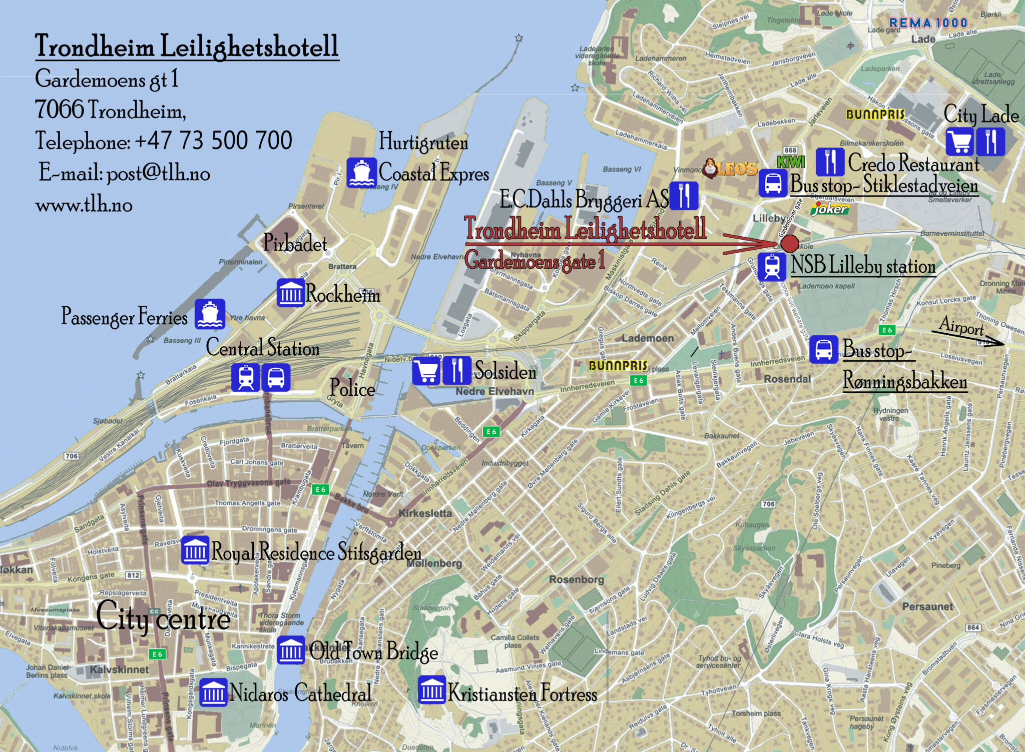 Kart - Trondheim Leilighetshotell
